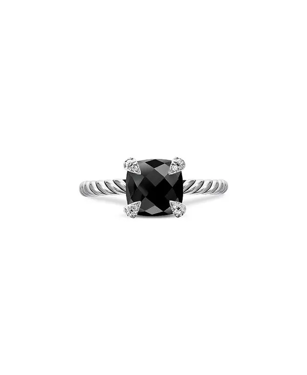 David Yurman Chatelaine Ring With And Diamonds - Black Onyx
