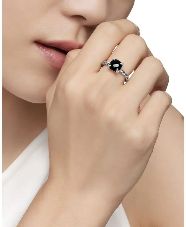 David Yurman Chatelaine Ring With And Diamonds - Black Onyx