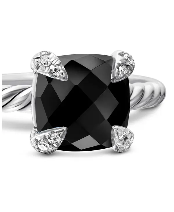 David Yurman Chatelaine Ring With And Diamonds - Black Onyx