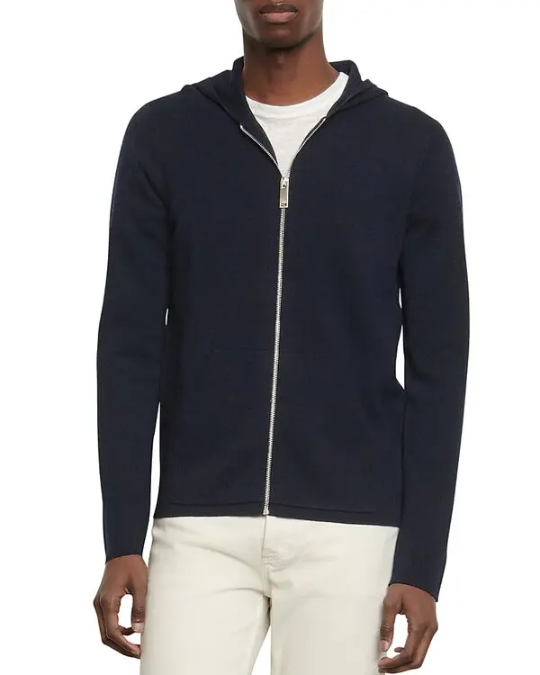 Sandro Slim-fit Zip Up Hoodie - Navy Blue