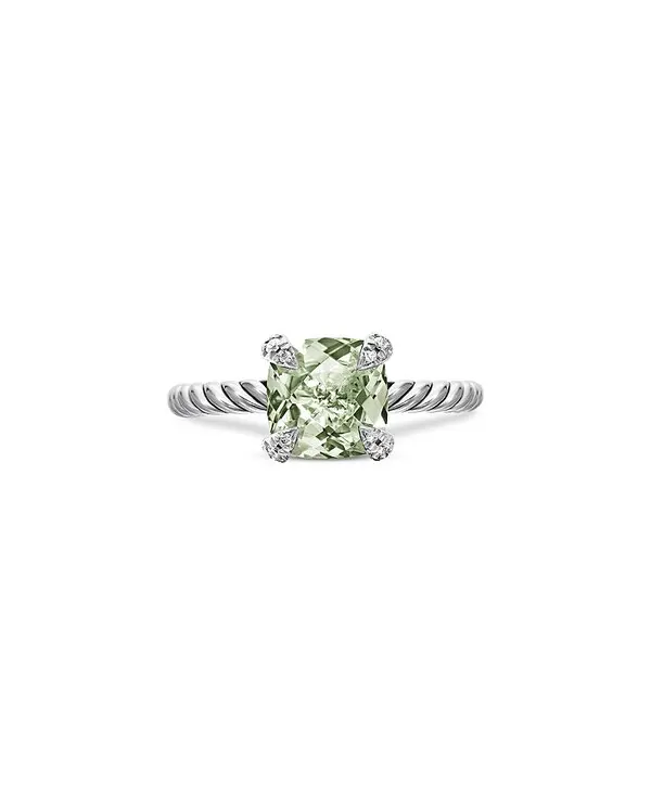 David Yurman Chatelaine Ring With And Diamonds - Prasiolite