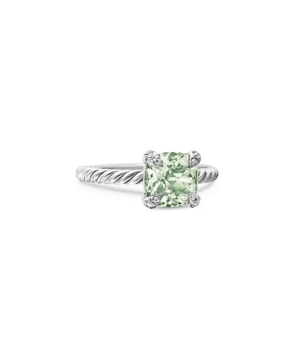 David Yurman Chatelaine Ring With And Diamonds - Prasiolite