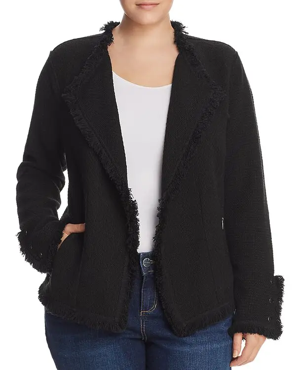 NIC+ZOE Fringe Knit Jacket - Black