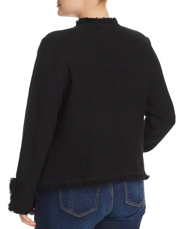 NIC+ZOE Fringe Knit Jacket - Black