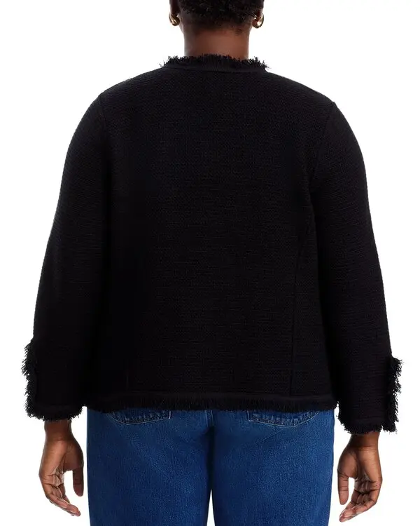 NIC+ZOE Fringe Knit Jacket - Black