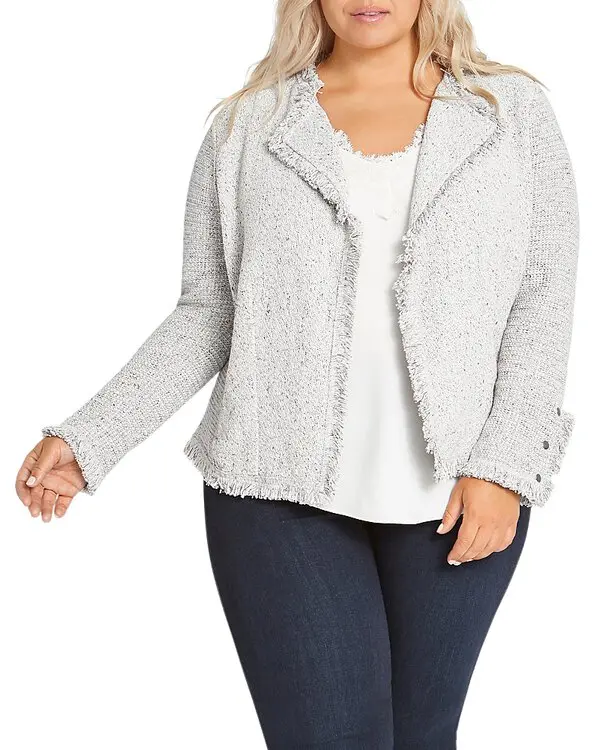 NIC+ZOE Fringe Mix Knit Jacket - Sugar Cookie