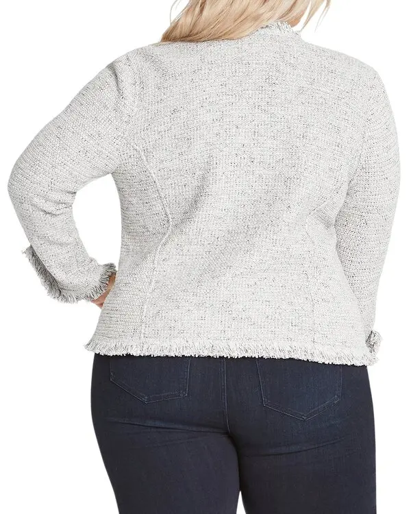 NIC+ZOE Fringe Mix Knit Jacket - Sugar Cookie
