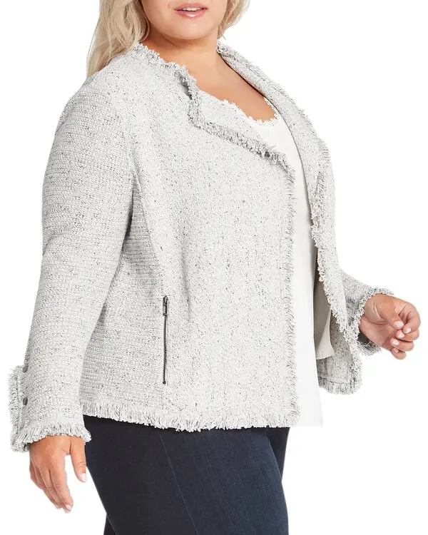 NIC+ZOE Fringe Mix Knit Jacket - Sugar Cookie