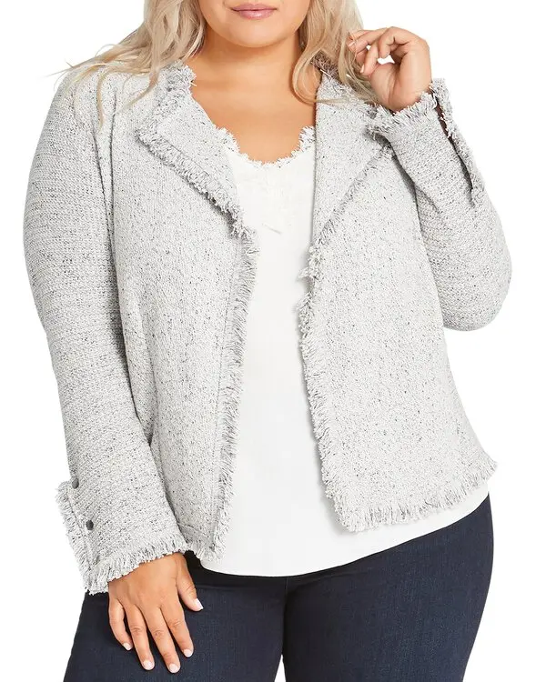 NIC+ZOE Fringe Mix Knit Jacket - Sugar Cookie