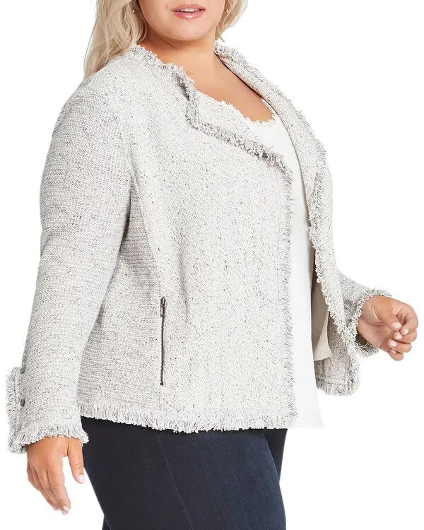 NIC+ZOE Fringe Mix Knit Jacket - Sugar Cookie