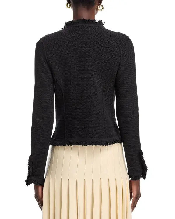 NIC+ZOE Fringe Knit Jacket - Black Onyx