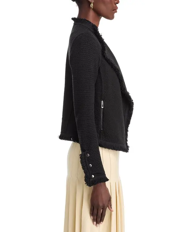 NIC+ZOE Fringe Knit Jacket - Black Onyx