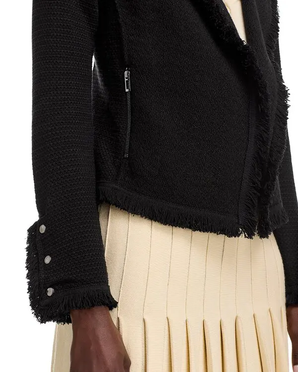 NIC+ZOE Fringe Knit Jacket - Black Onyx