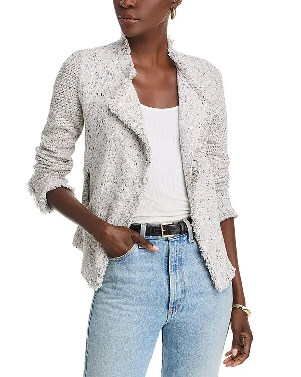 NIC+ZOE Fringe Knit Jacket - Sugar Cookie