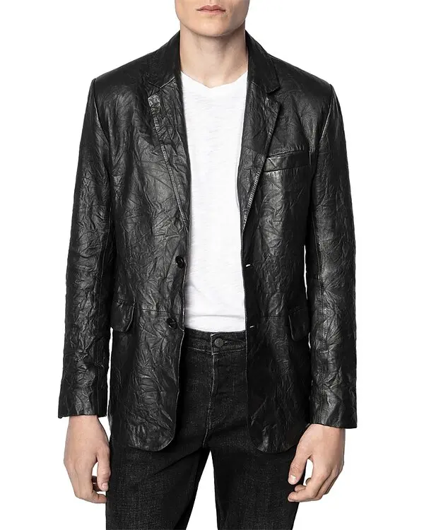 Zadig&Voltaire Valfried Crinkle Leather Jacket - Noir