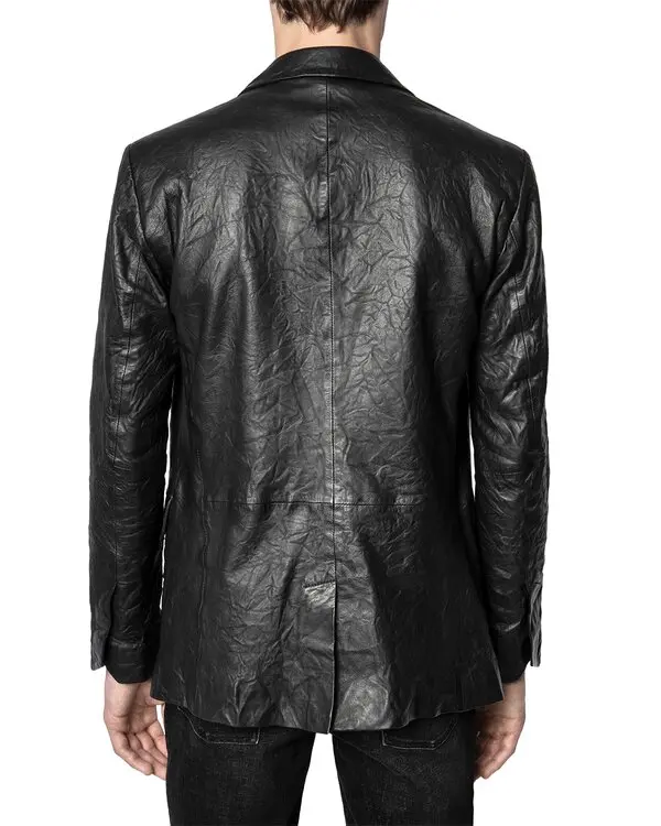 Zadig&Voltaire Valfried Crinkle Leather Jacket - Noir