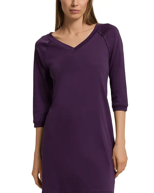 Hanro Pure Essence Three-quarter Sleeve Gown - Amethyst