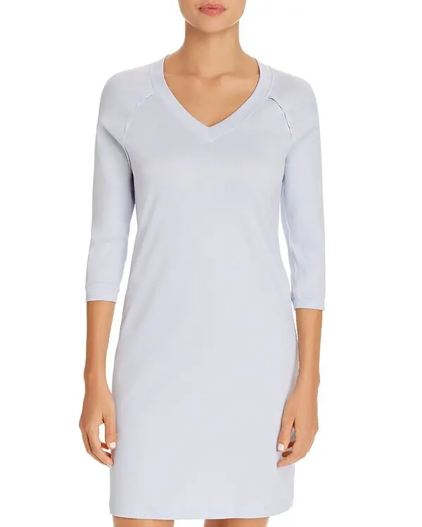Hanro Pure Essence Three-quarter Sleeve Gown - Blue Glow