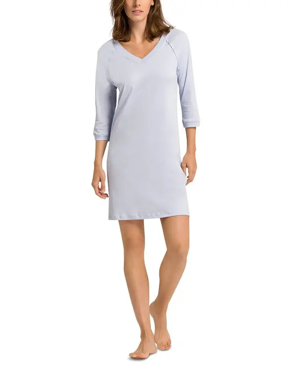Hanro Pure Essence Three-quarter Sleeve Gown - Blue Glow
