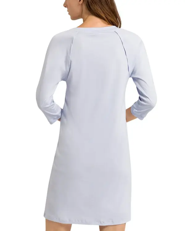 Hanro Pure Essence Three-quarter Sleeve Gown - Blue Glow
