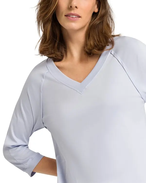 Hanro Pure Essence Three-quarter Sleeve Gown - Blue Glow