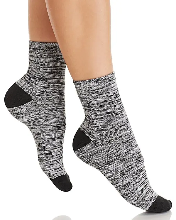 Hue Super Soft Cropped Socks - Black Spacedye