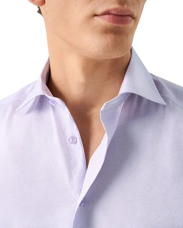Eton Slim Fit Textured Solid Shirt - Purple
