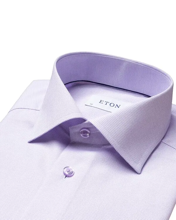 Eton Slim Fit Textured Solid Shirt - Purple