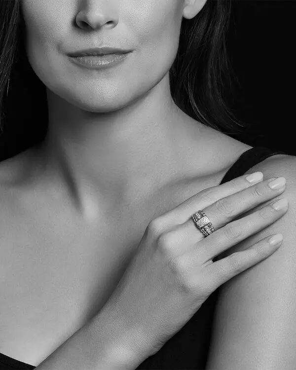 Lagos Sterling Silver Caviar Spark Diamond Ring
