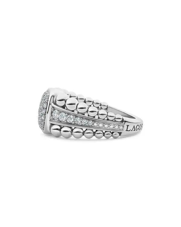 Lagos Sterling Silver Caviar Spark Diamond Ring