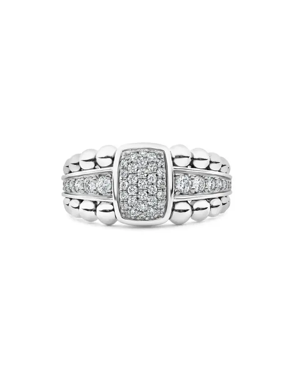 Lagos Sterling Silver Caviar Spark Diamond Ring