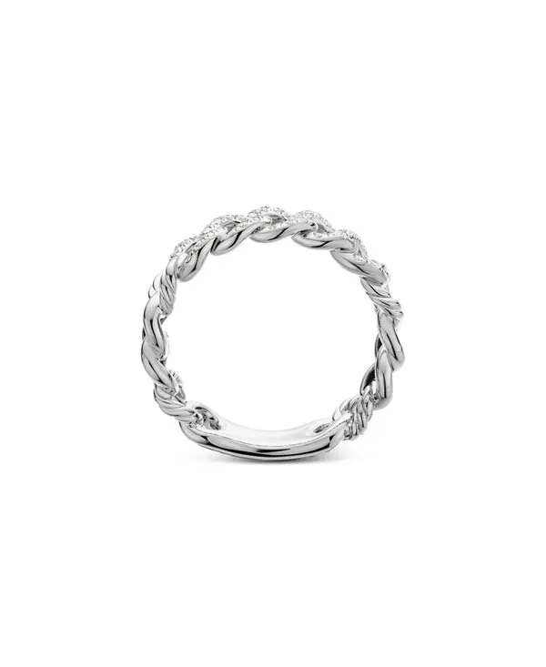 David Yurman Belmont Curb Link Narrow Ring With Diamonds - White/silver