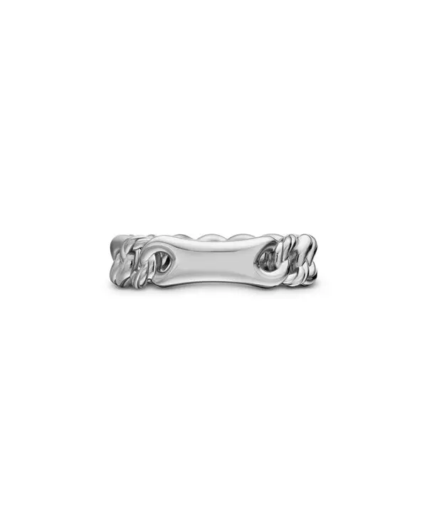 David Yurman Belmont Curb Link Narrow Ring With Diamonds - White/silver