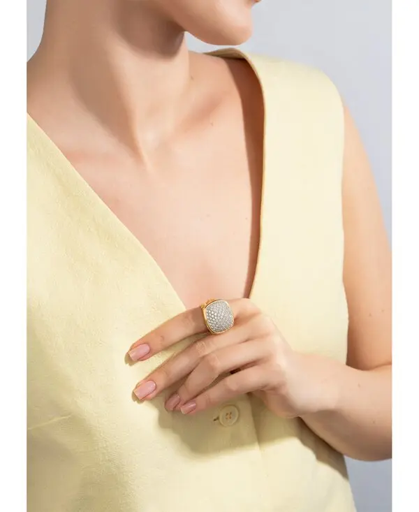 Marina B 18k Yellow Gold Diamond Tigella Dome Ring - White/gold