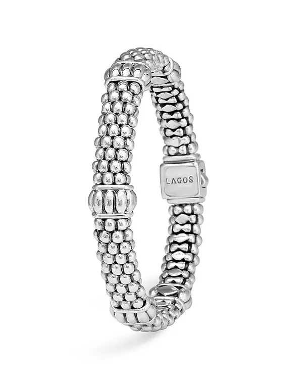 Lagos Sterling Caviar Fluted Station Bracelet - Silver