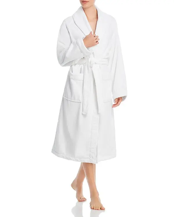 Frette Shawl Collar Bathrobe With Piping - White