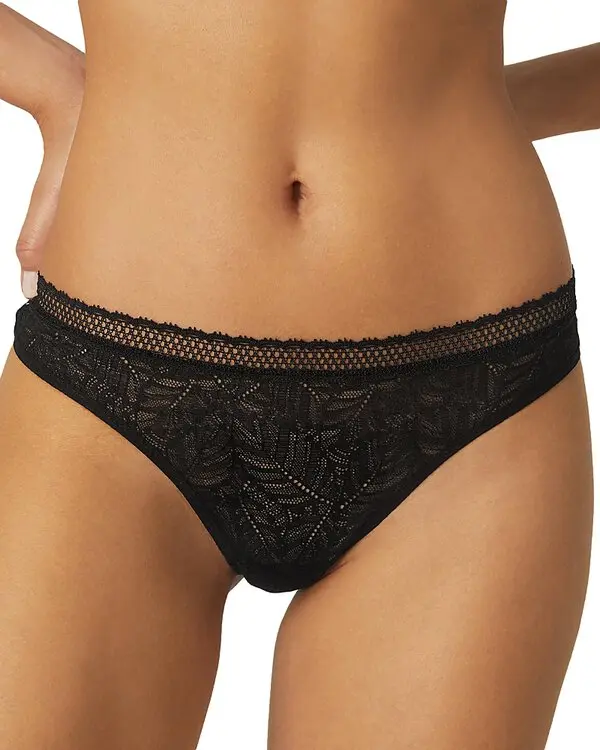 Simone Perele Comete Feather & Fan Lace Thong - Black