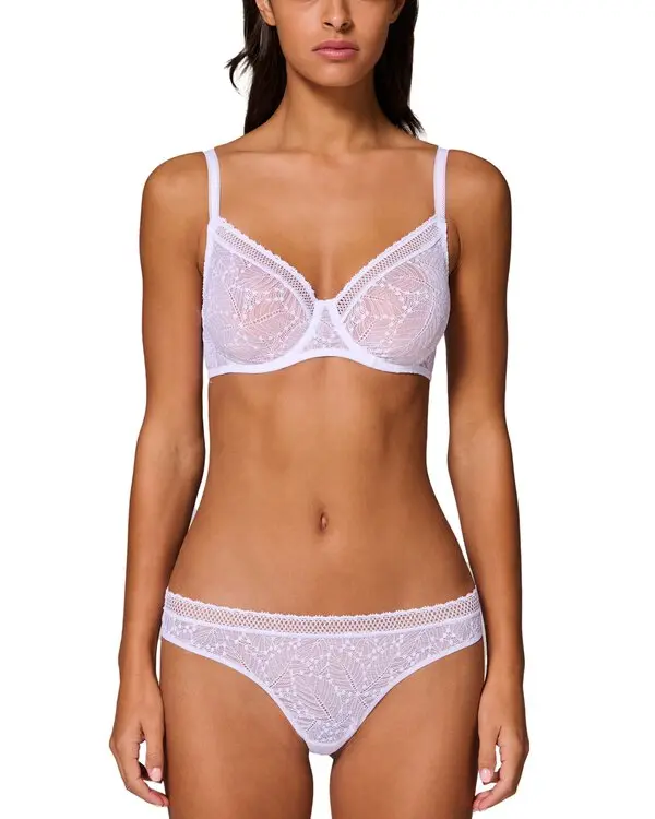 Simone Perele Comete Feather & Fan Lace Thong - White