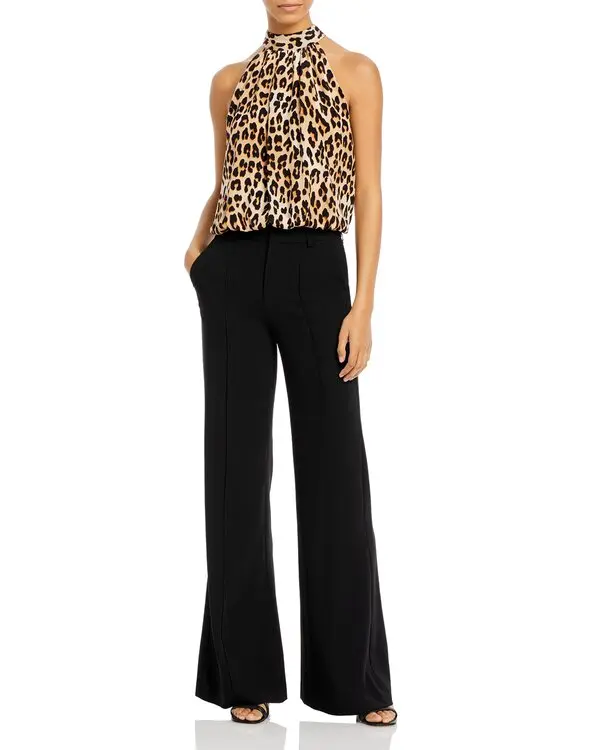 Alice + Olivia Maris Printed Halter Top - Spotted Leopard Multi