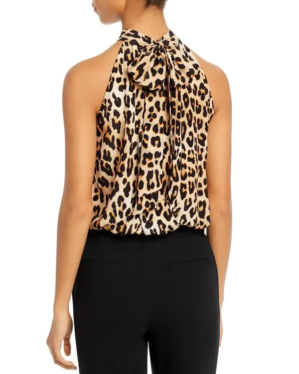 Alice + Olivia Maris Printed Halter Top - Spotted Leopard Multi