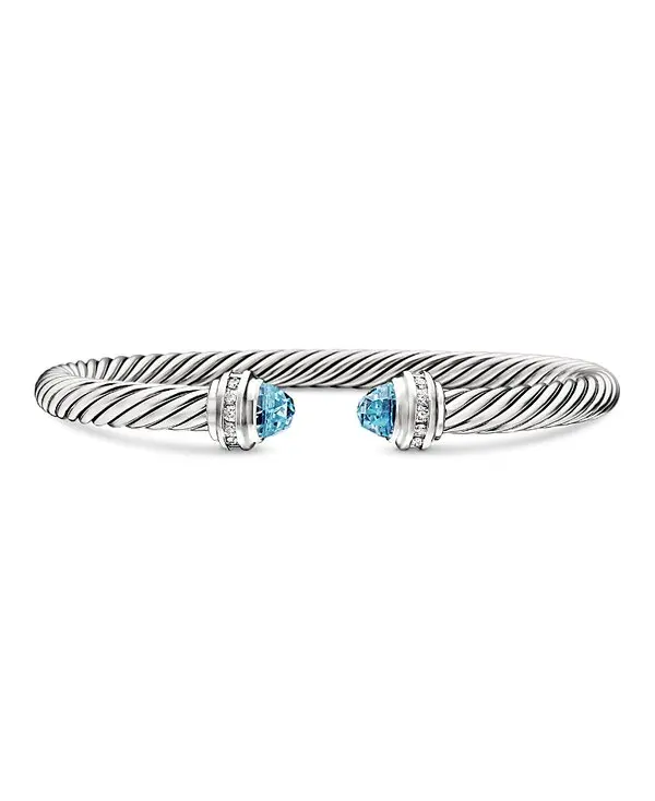 David Yurman Cable Classics Bracelet With And Diamonds - Blue Topaz