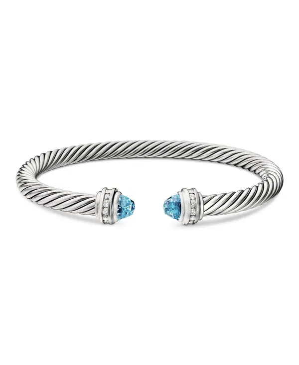 David Yurman Cable Classics Bracelet With And Diamonds - Blue Topaz