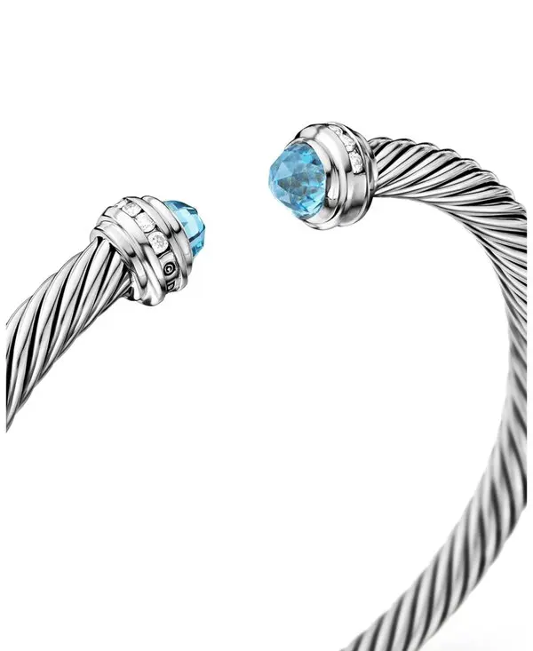 David Yurman Cable Classics Bracelet With And Diamonds - Blue Topaz