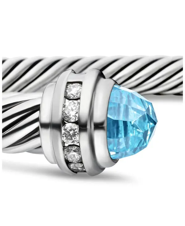 David Yurman Cable Classics Bracelet With And Diamonds - Blue Topaz