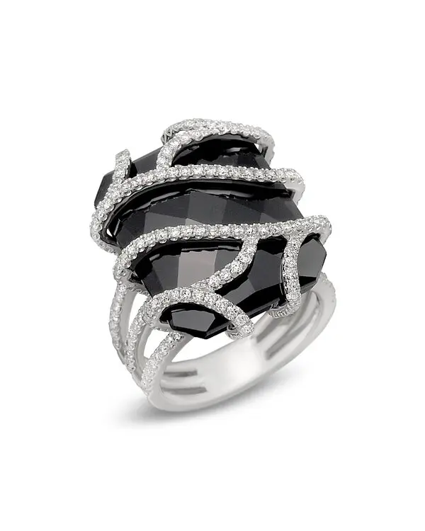 Bloomingdale'S Diamond And Black Onyx Ring - Black/white
