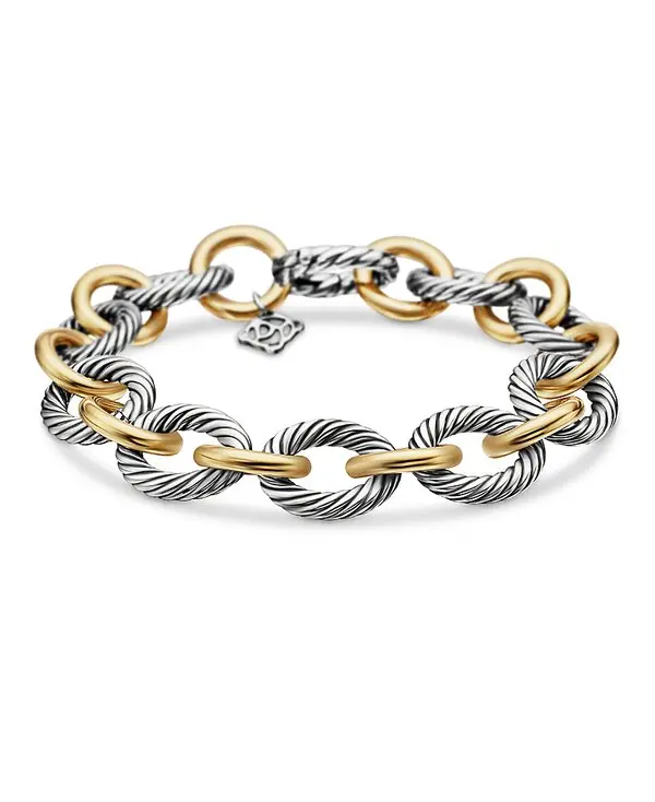 David Yurman Oval Link Bracelet With Gold - Silver/yellow Gold