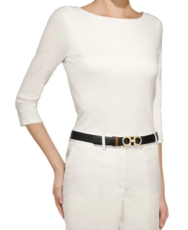 FERRAGAMO Gancini Slim Reversible Leather Belt