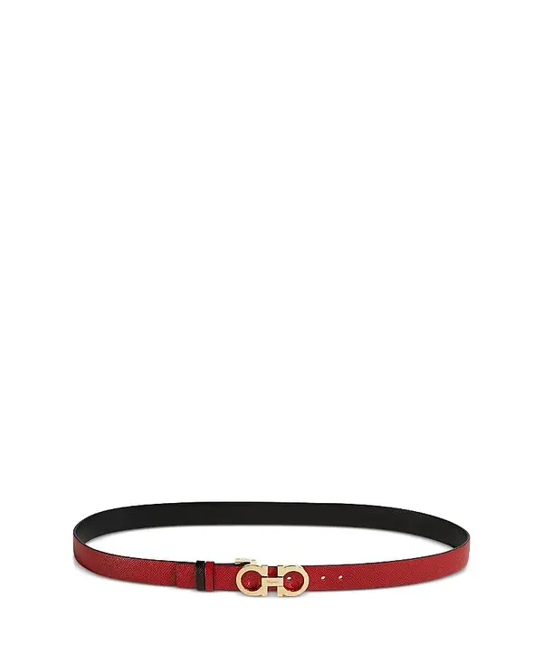 FERRAGAMO Gancini Reversible Belt - Lipstick/gold