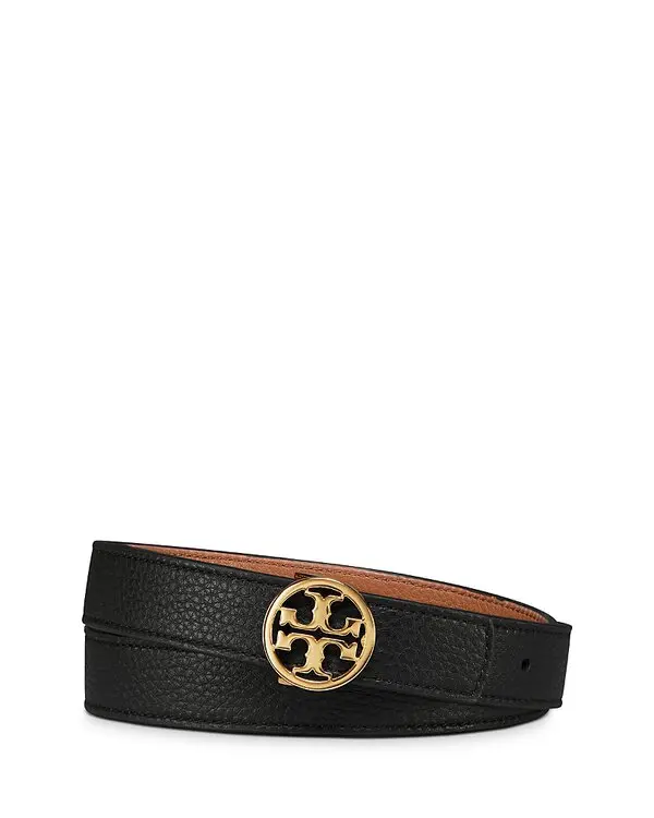 Tory Burch Reversible Leather Logo Belt - Black/brown/gold