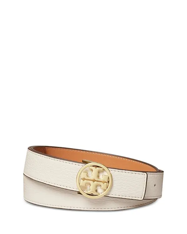 Tory Burch Reversible Leather Logo Belt - New Ivory